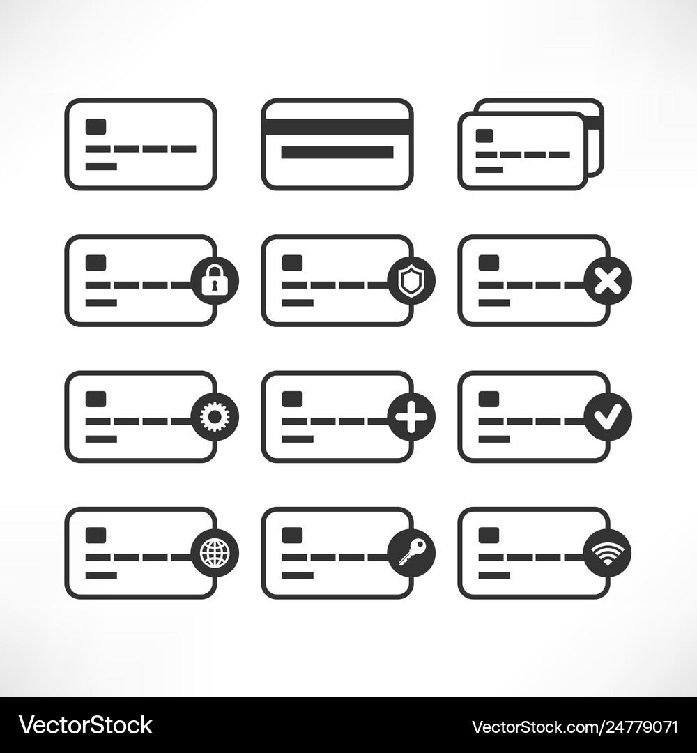 Credit card outline icons Royalty Free Vector Image