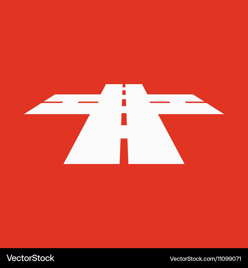 Crossroads icon crossway and crossing Royalty Free Vector