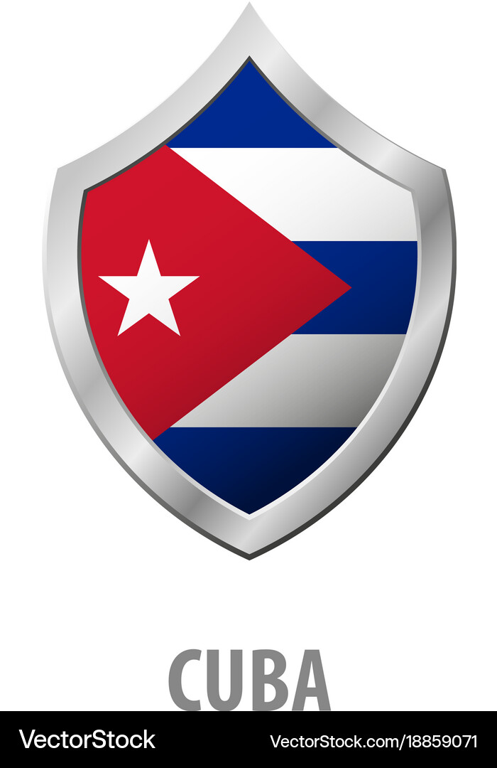 Cuba flag on metal shiny shield Royalty Free Vector Image