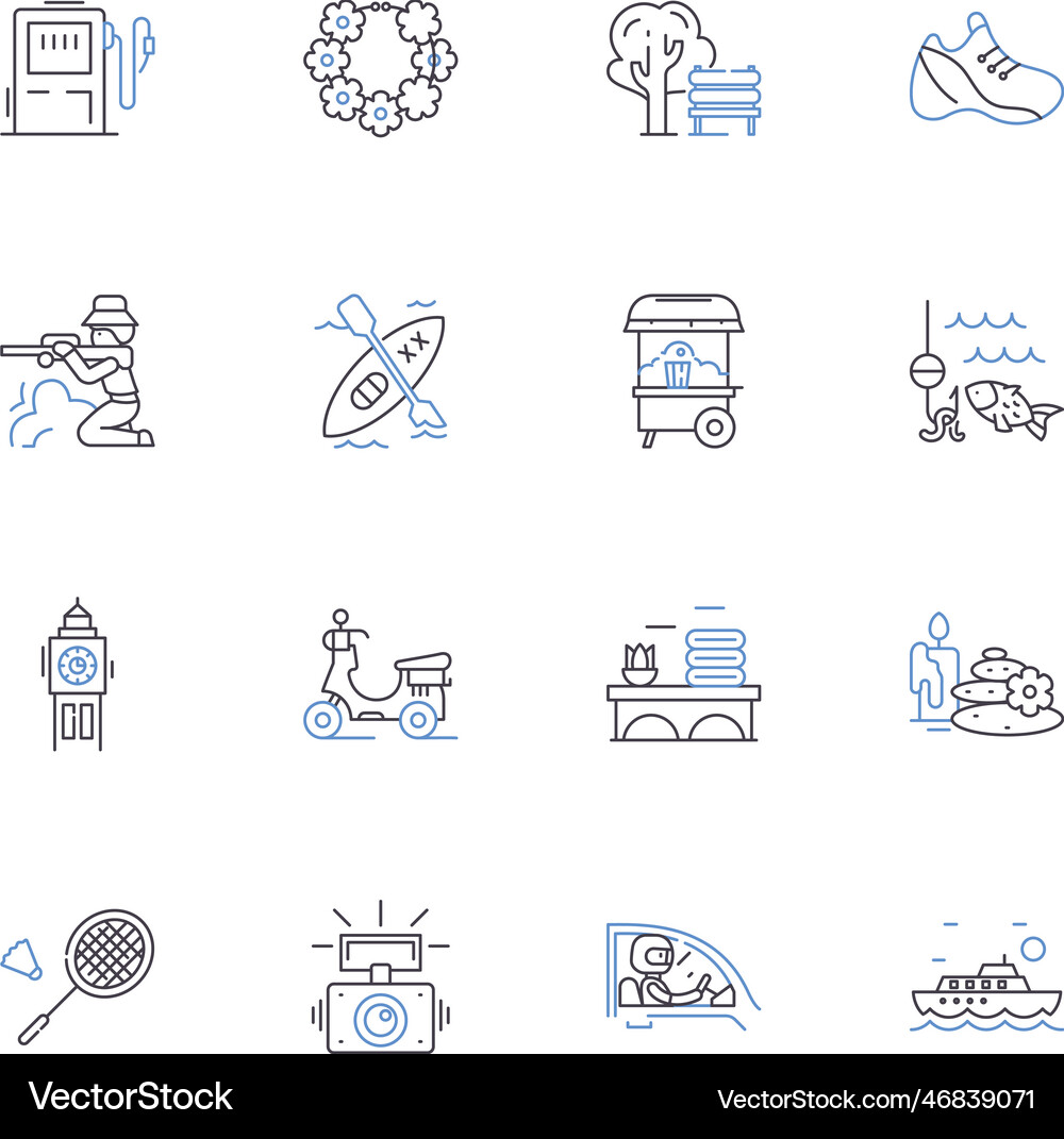 Cultural immersion line icons collection Vector Image