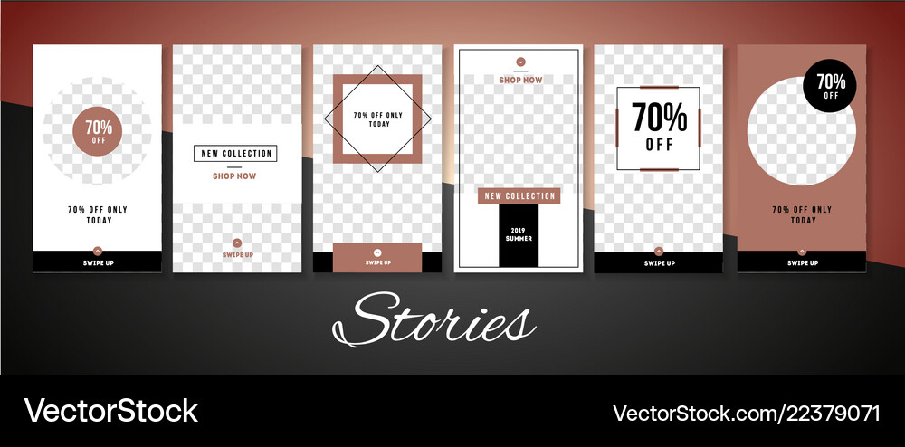 Editable social media stories for phone Royalty Free Vector