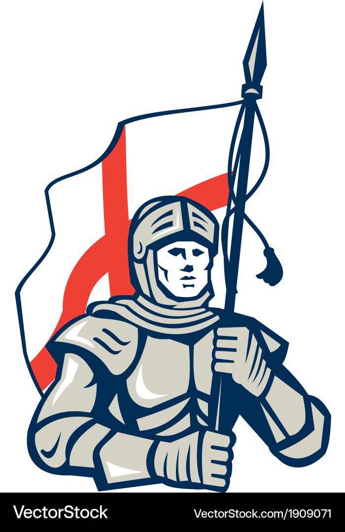 English knight england flag retro Royalty Free Vector Image