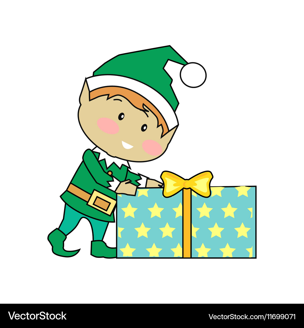 Fairy elves with christmas presents Royalty Free Vector