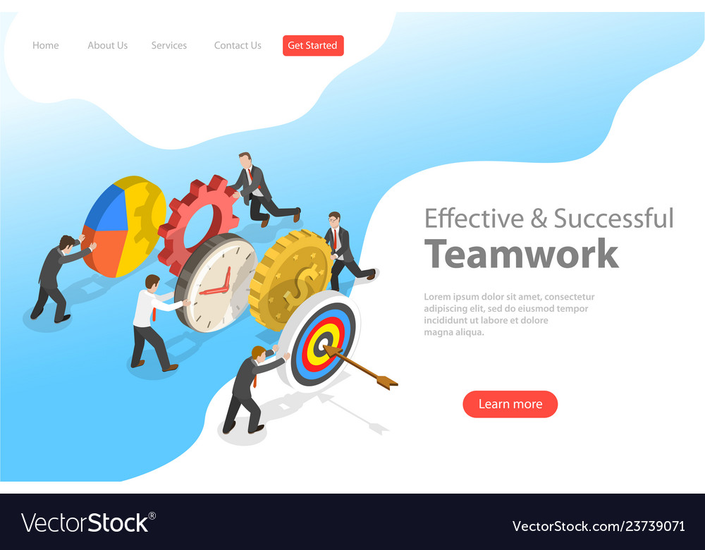 Flat Isometric Landing Pate Template Royalty Free Vector