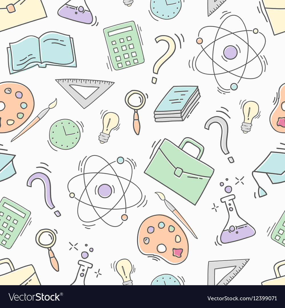 Hand drawn study seamless pattern Royalty Free Vector Image