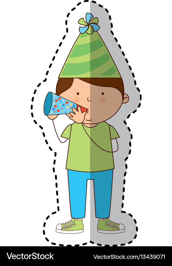 Little kid with party hat icon Royalty Free Vector Image