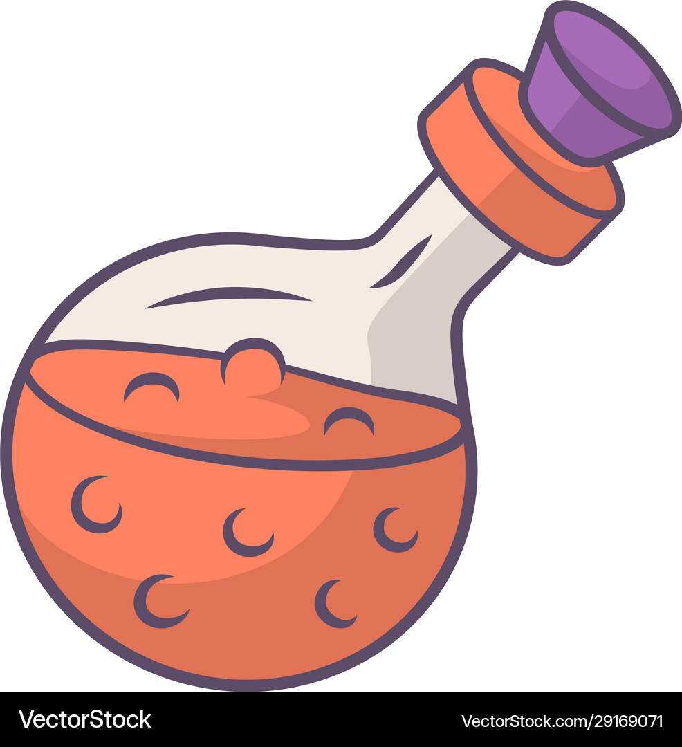 Magic potion bottle orange color icon alchemy and Vector Image