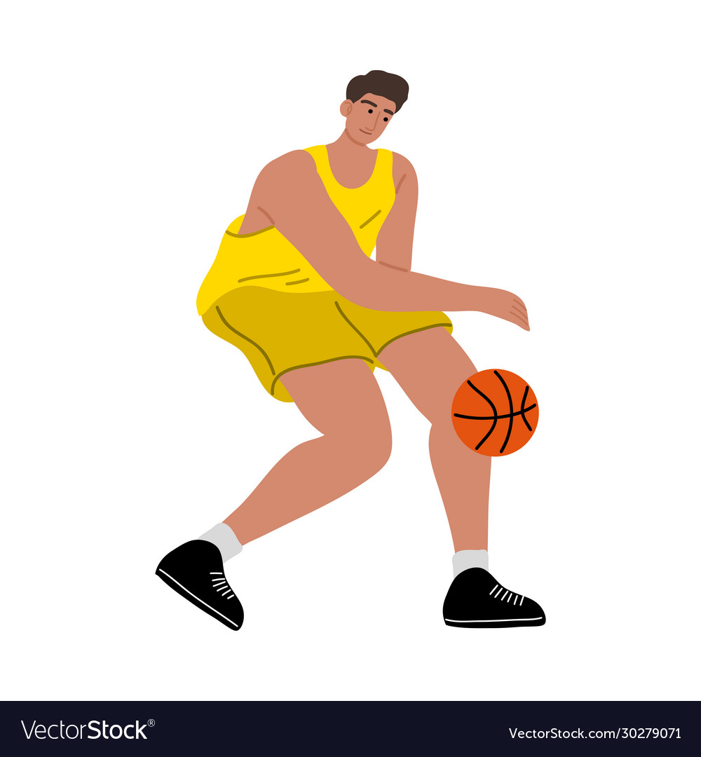 Male basketball player in a yellow t-shirt Vector Image