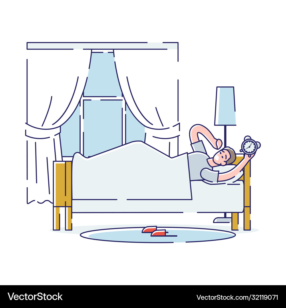 Man waking up in morning at beginning day Vector Image