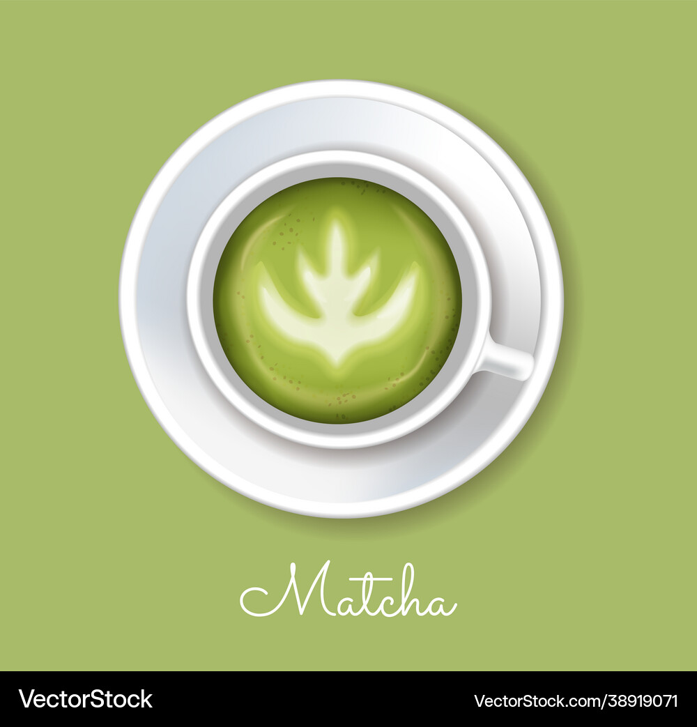 Matcha green tea powder realistic product Vector Image