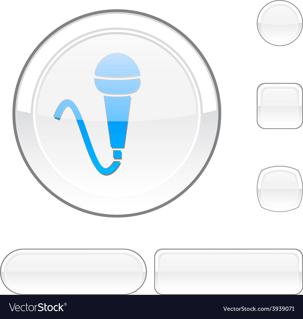 Mic white button Royalty Free Vector Image - VectorStock