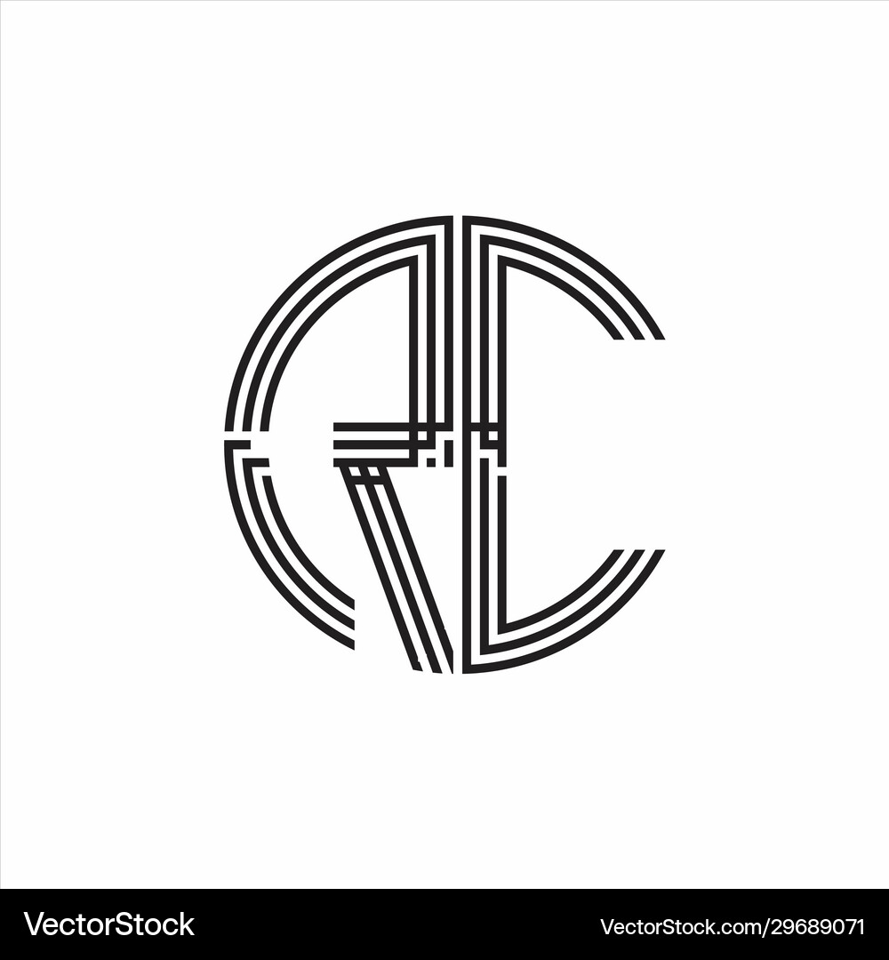 Rc logo monogram triple ribbon style line design Vector Image