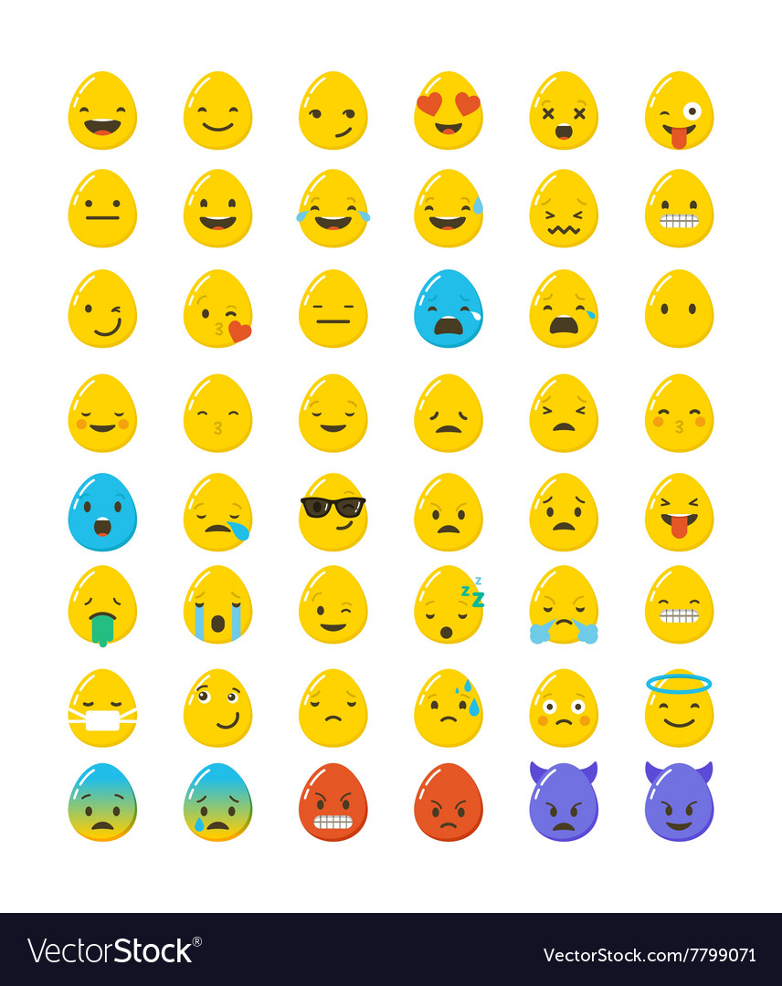 Set of easter eggs emoticons emoji Royalty Free Vector Image