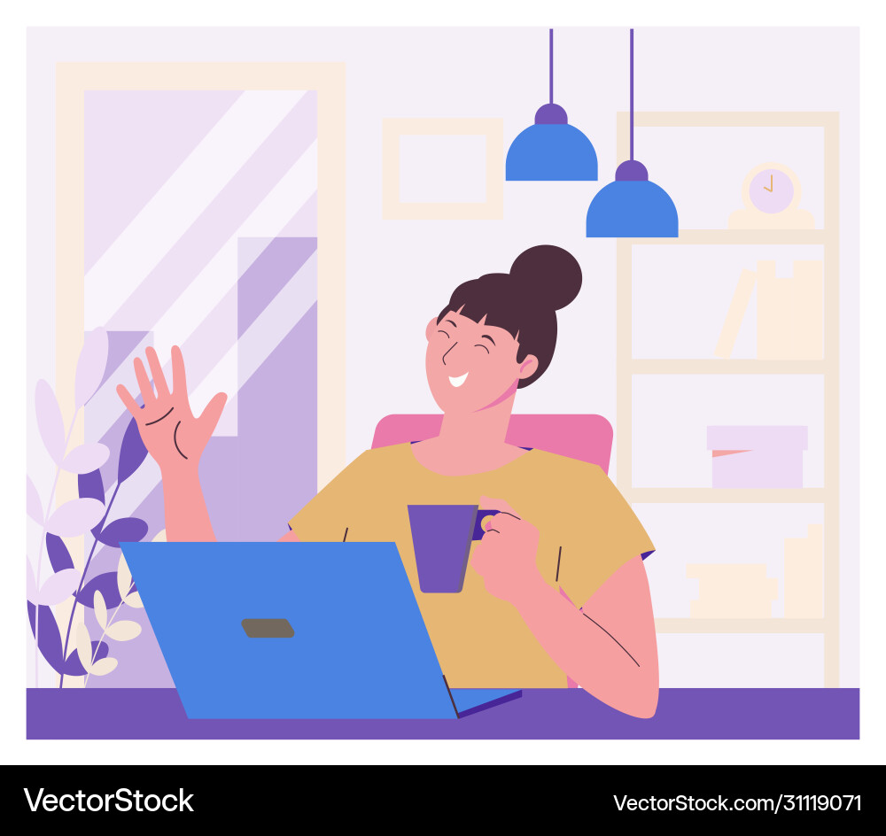 Stay and work from home video conference remote Vector Image