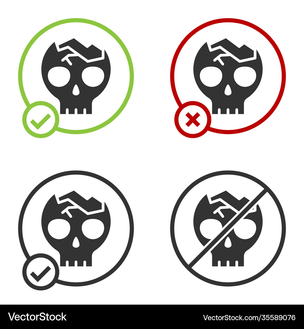 Black broken human skull icon isolated on white Vector Image