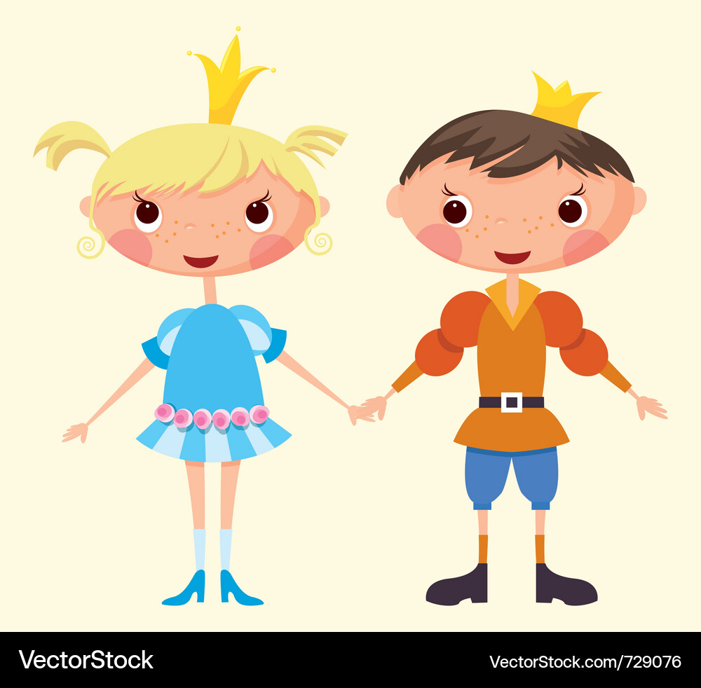 Cartoon prince and princess Royalty Free Vector Image
