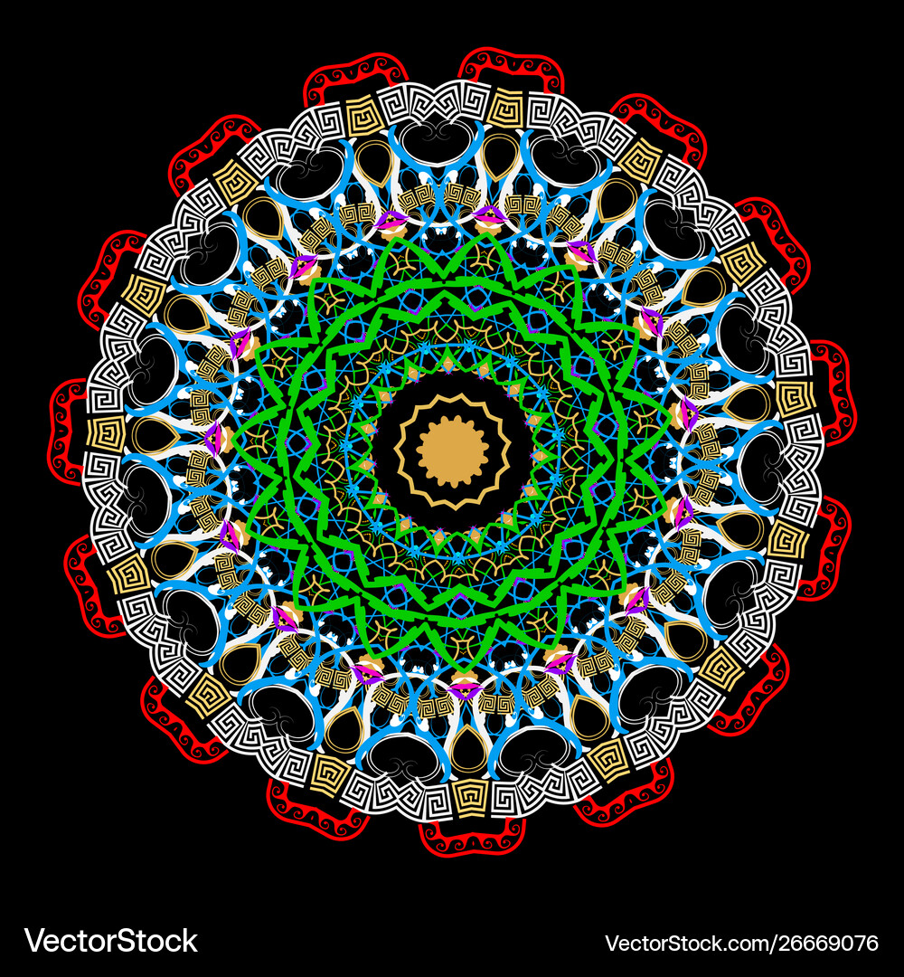 Greek colorful ethnic mandala pattern ornamental Vector Image