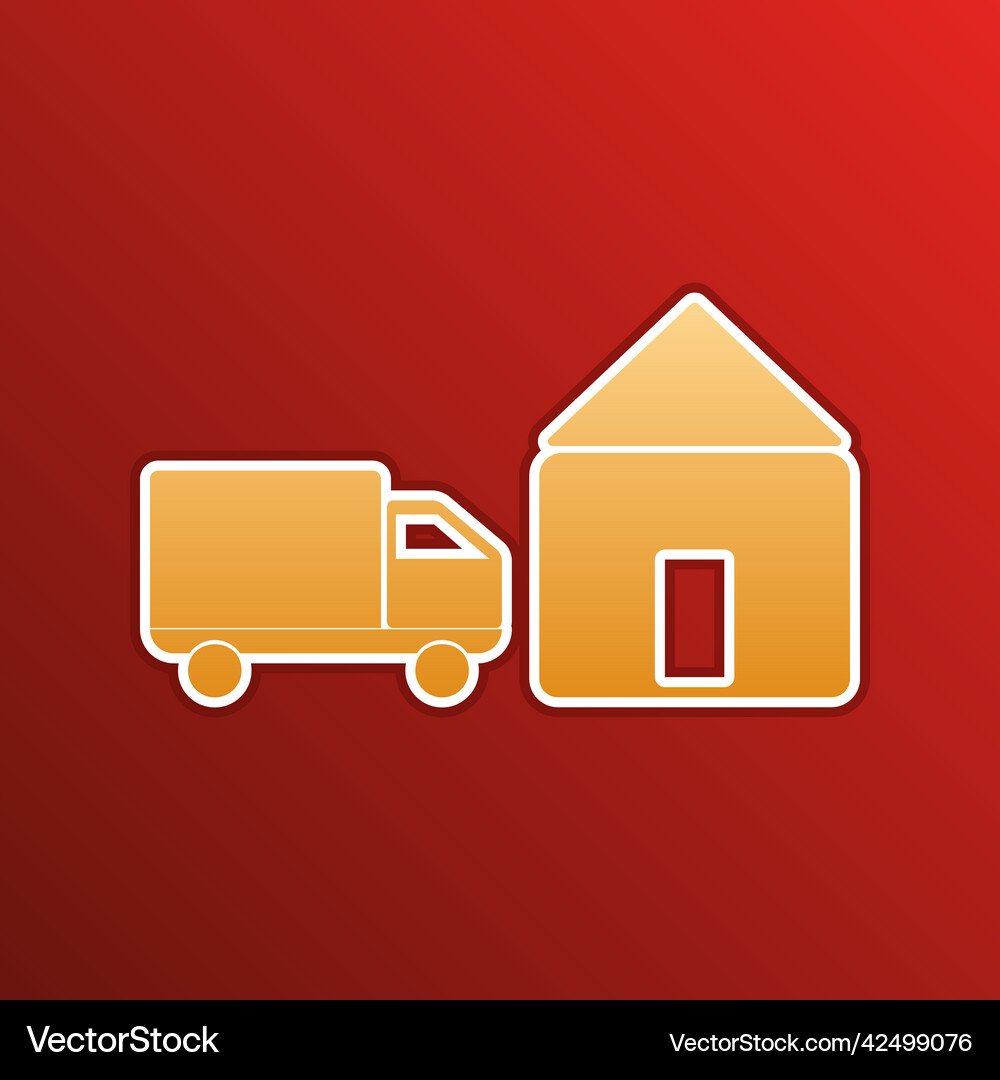 Home delivery sign golden gradient icon Royalty Free Vector