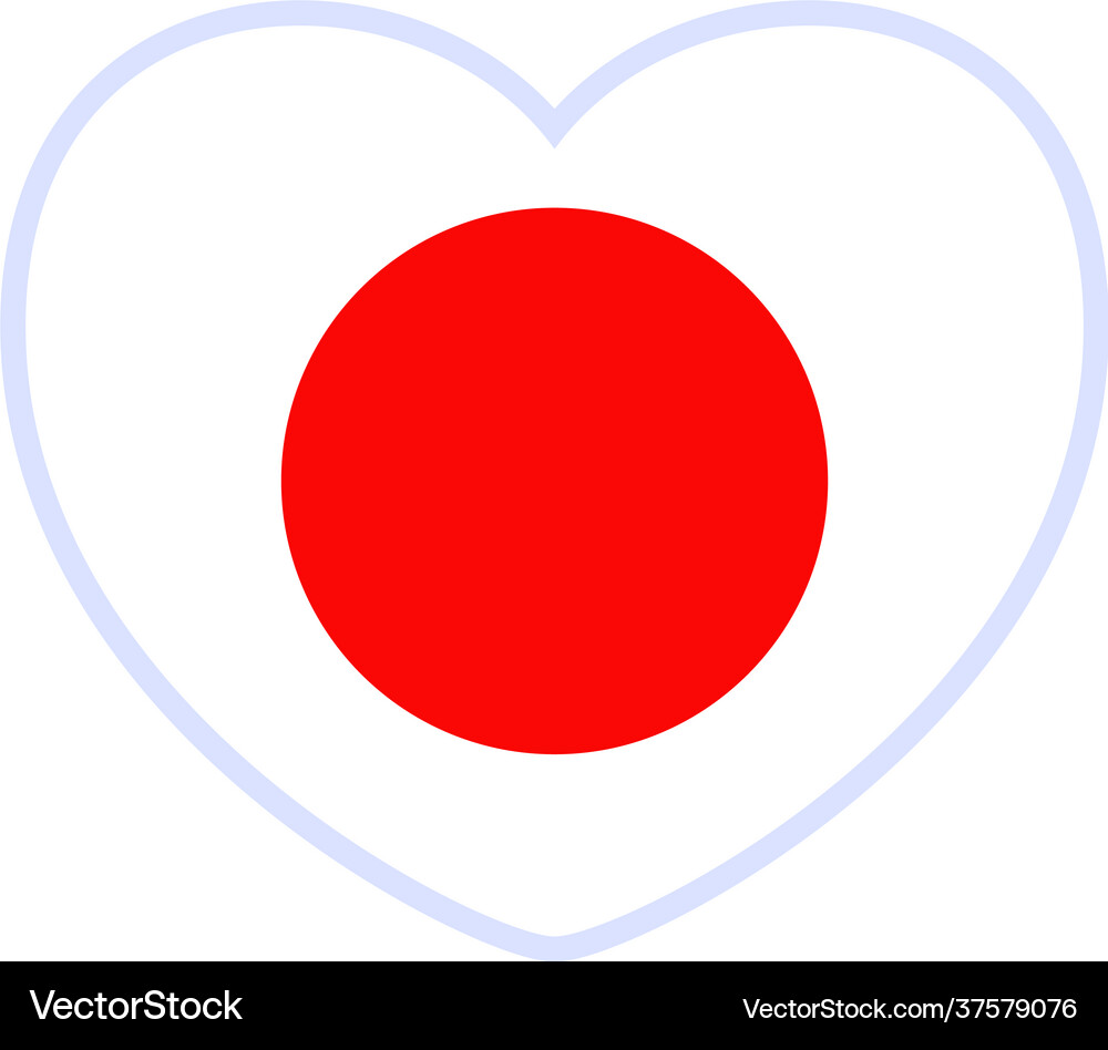 Japan flag in a shape heart icon flat Royalty Free Vector