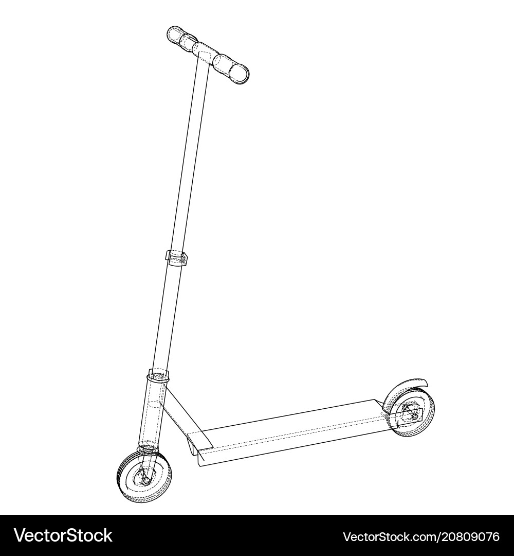 Kick scooter outline Royalty Free Vector Image