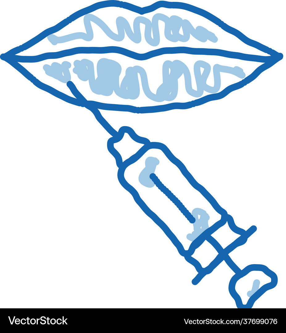 Lip cosmetology injection doodle icon hand drawn Vector Image