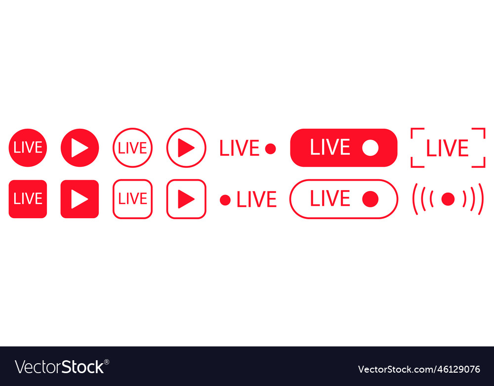 Live Streaming Icon Set Broadcasting Royalty Free Vector