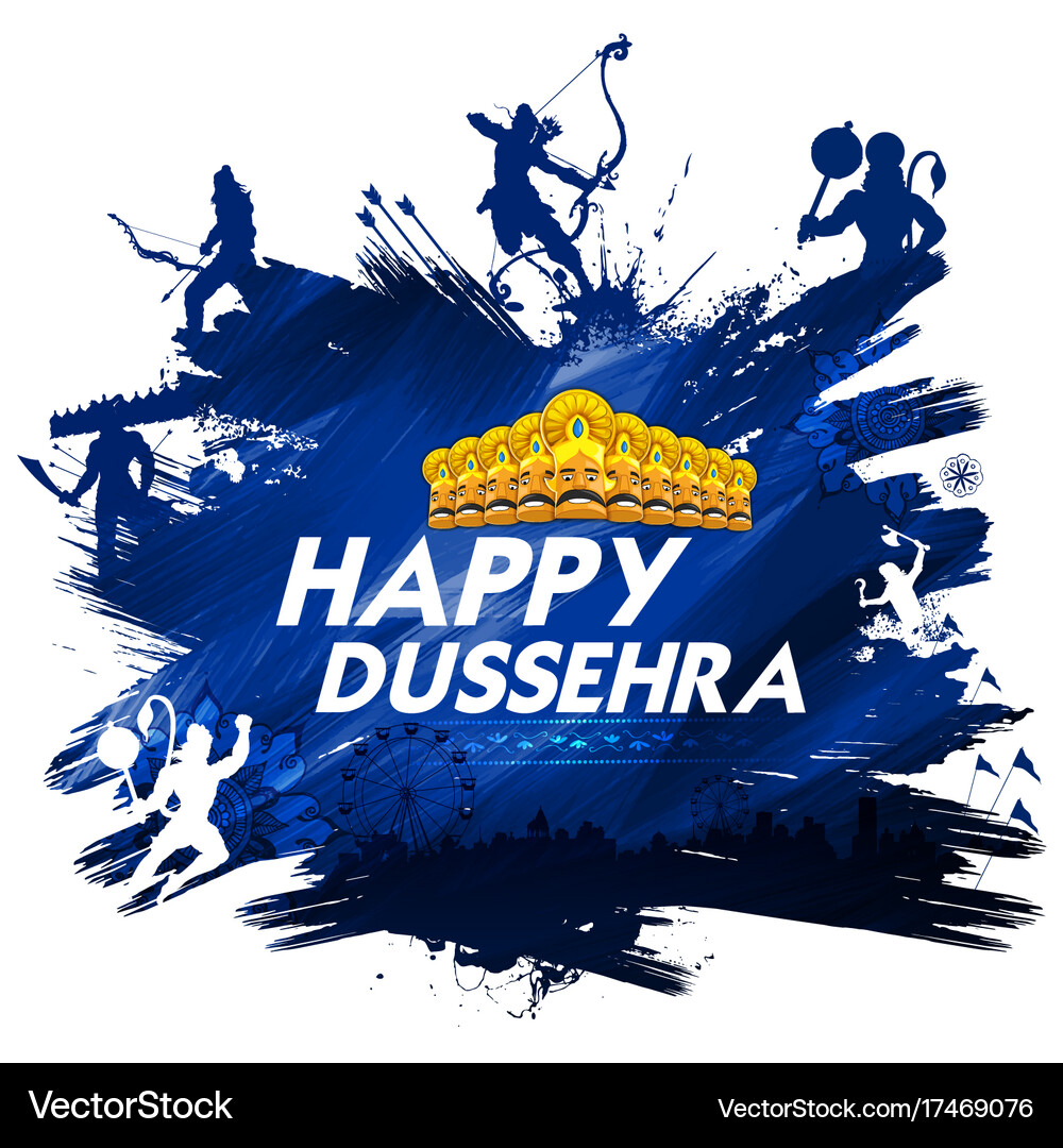 Lord rama with bow arrow killing ravan Royalty Free Vector
