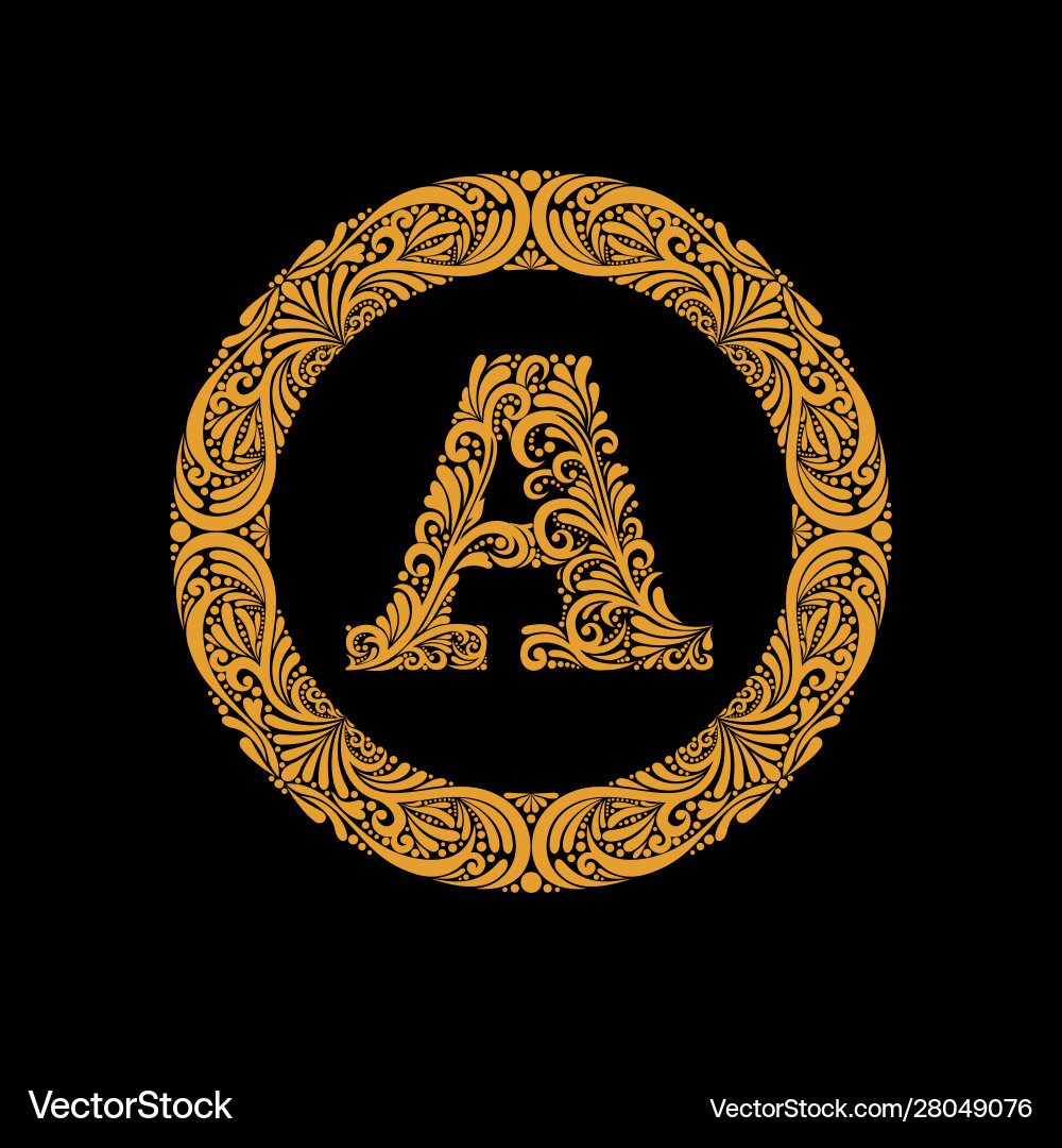 Premium elegant capital letter a in round frame Vector Image