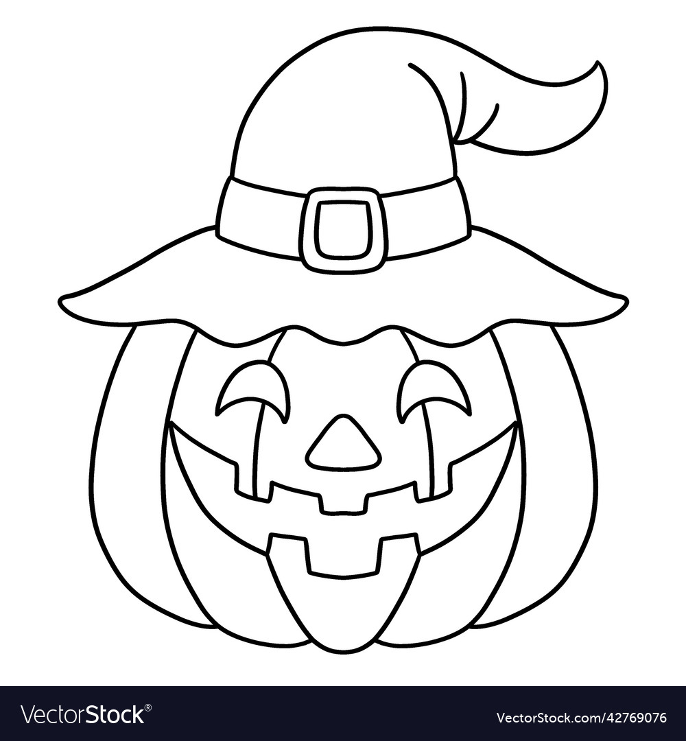 Pumpkin witch halloween isolated coloring page Vector Image