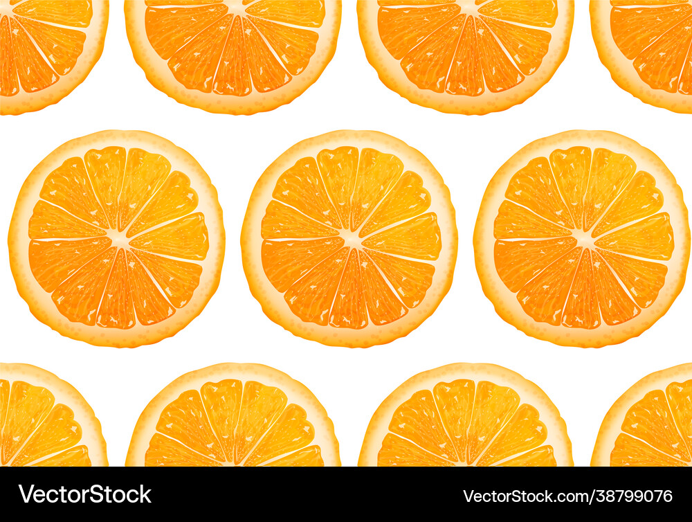 Realistic detailed 3d fresh orange seamless Vector Image