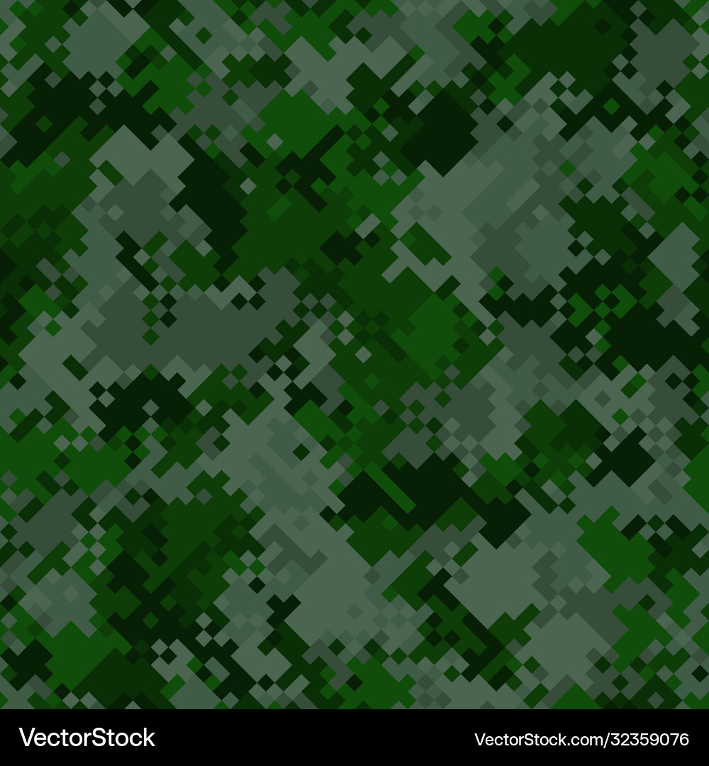 Seamless digital woodland pixel camo texture Vector Image
