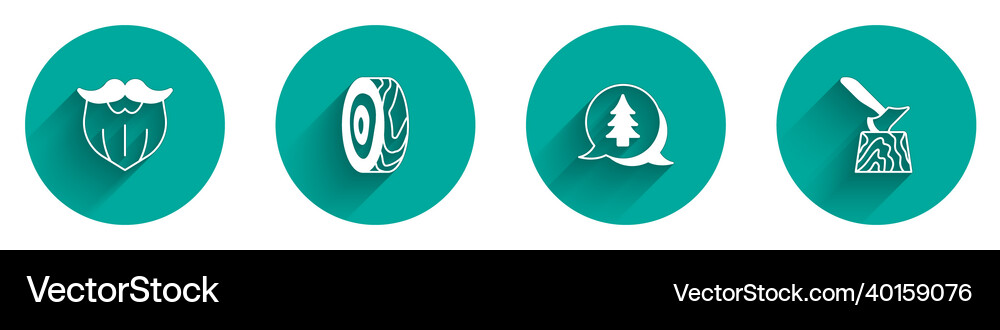 Set mustache and beard tree rings and wooden axe Vector Image