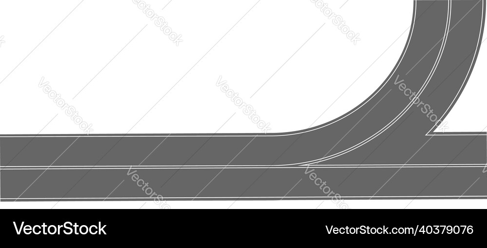 Straight turning road top view highway part Vector Image