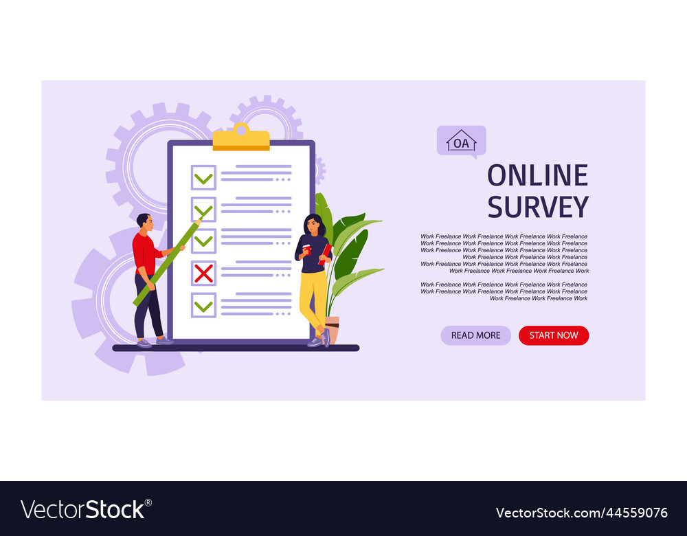 Survey of customer satisfaction landing page Vector Image