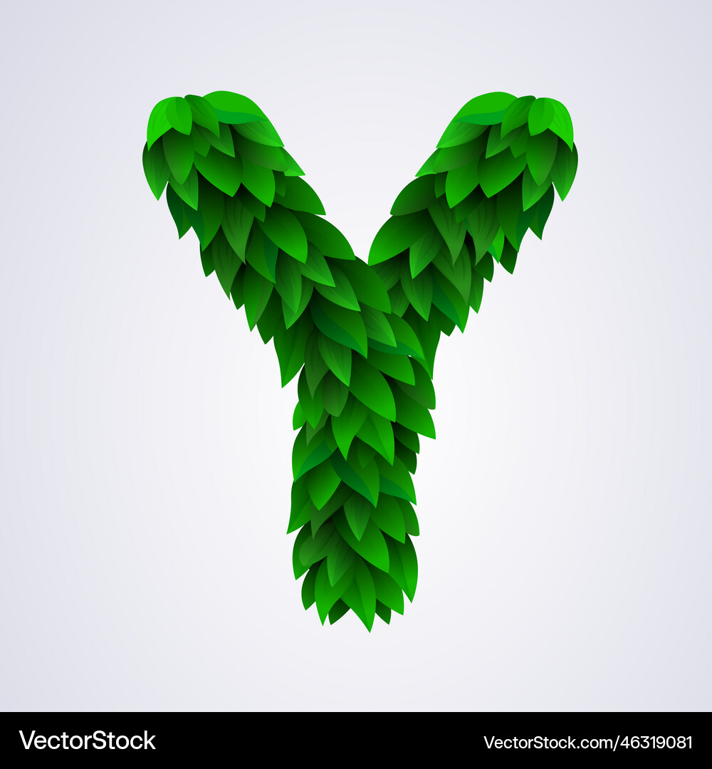 Alphabet letters made from fresh green leafs Vector Image