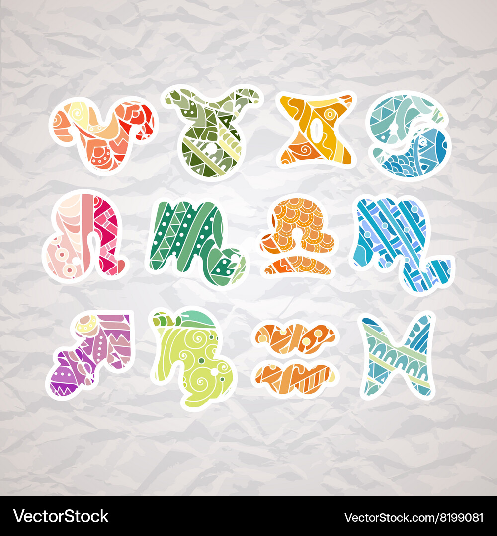 Entangle zodiac icons funny bubble style Vector Image