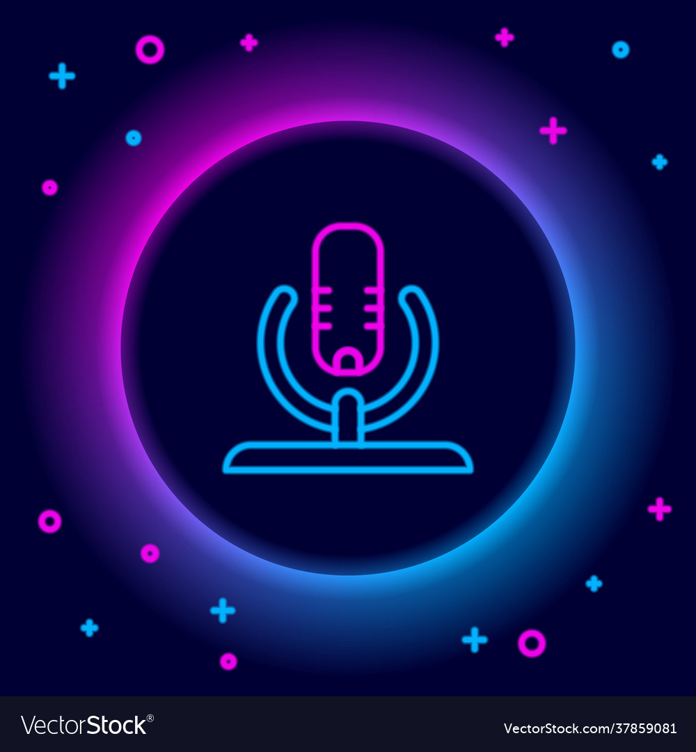 Glowing neon line microphone icon isolated Vector Image Glowing neon line microphone icon isolated Vector Image