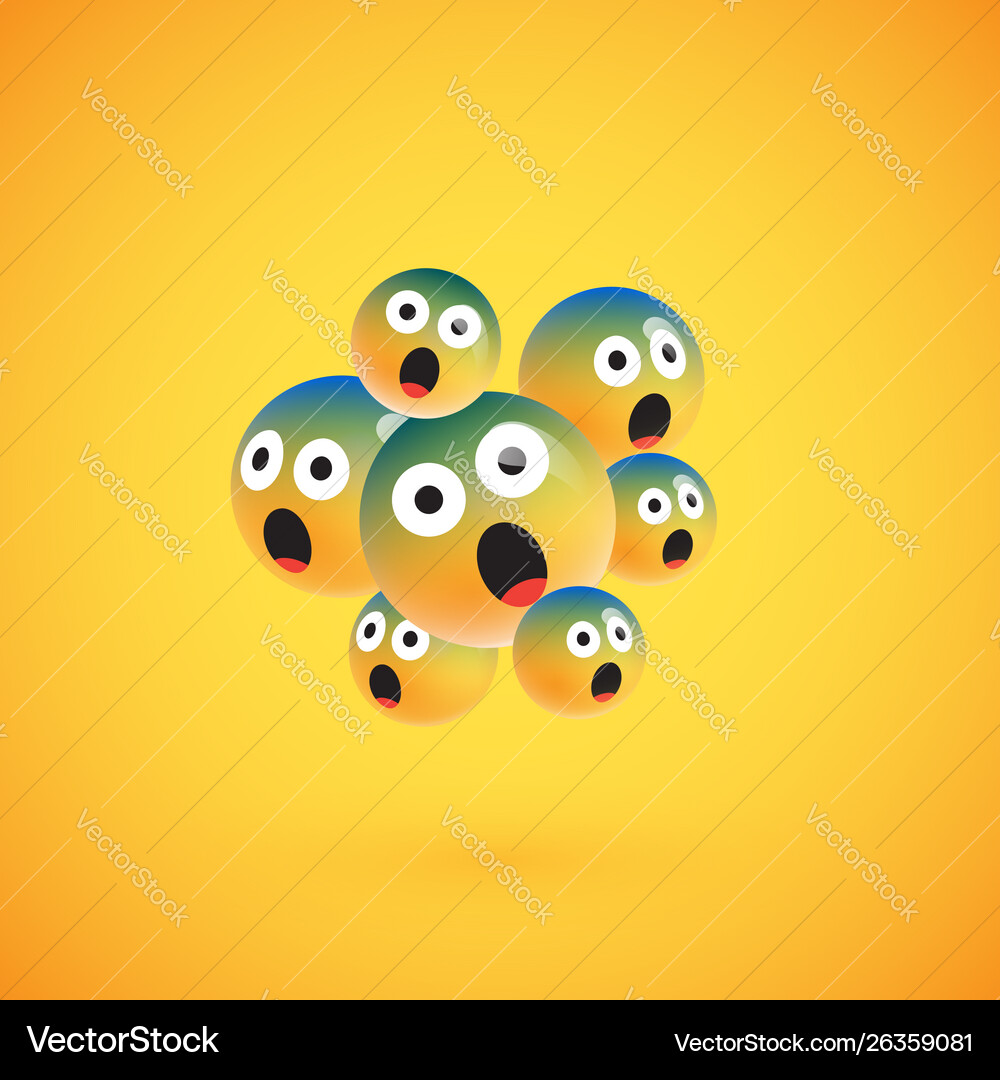 Group high detailed yellow emoticons Royalty Free Vector
