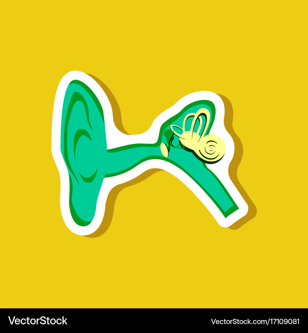 Human ear paper sticker on stylish background Vector Image