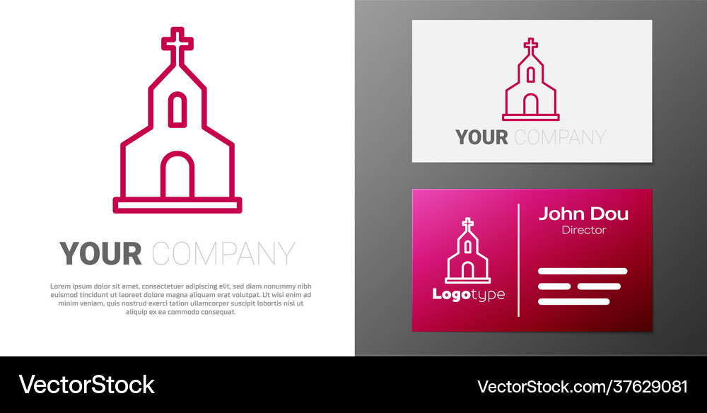 Logotype line church building icon isolated Vector Image