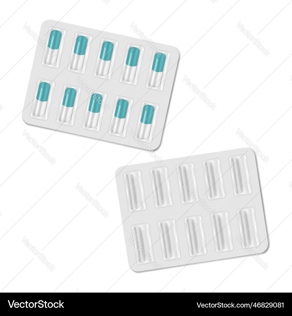 Medical capsule blister pack - front and back Vector Image