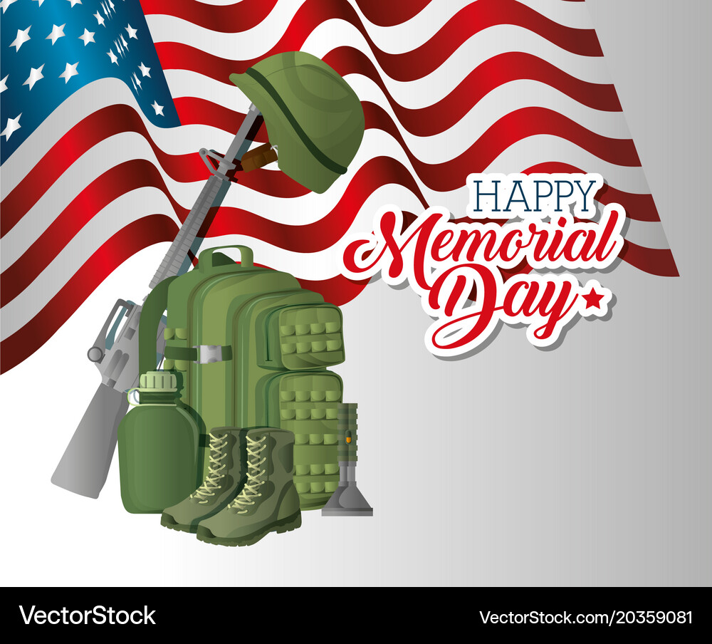Memorial day card with rifle war Royalty Free Vector Image
