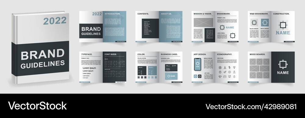 Minimal turquoise brand guidelines template Vector Image
