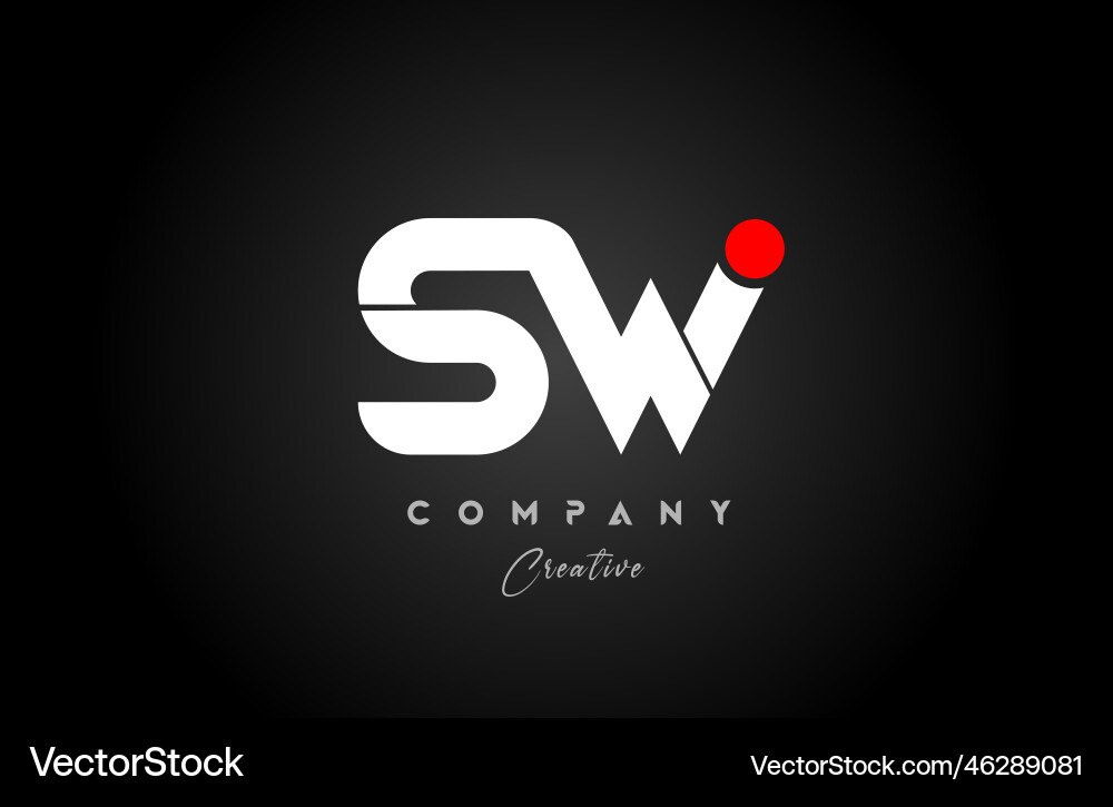Red white alphabet letter sw s w combination Vector Image