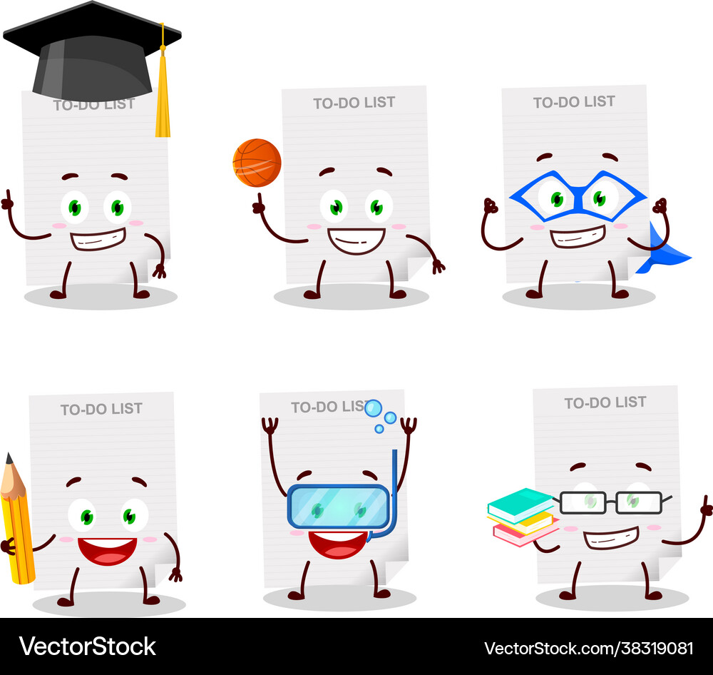 School student to-do list paper cartoon Royalty Free Vector