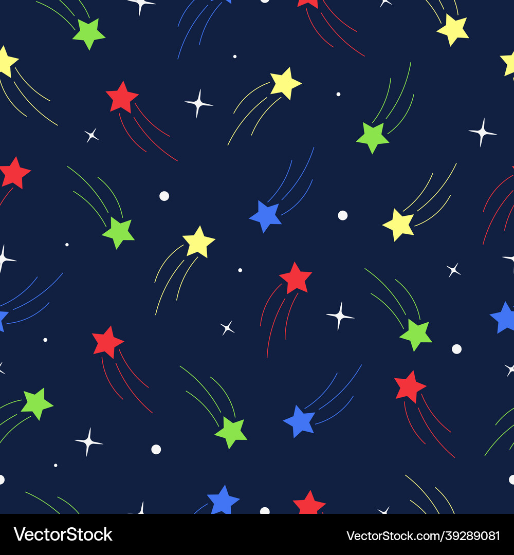 Seamless pattern of colourful stars on space Vector Image