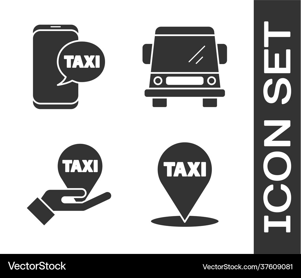 Set map pointer with taxi taxi call telephone Vector Image