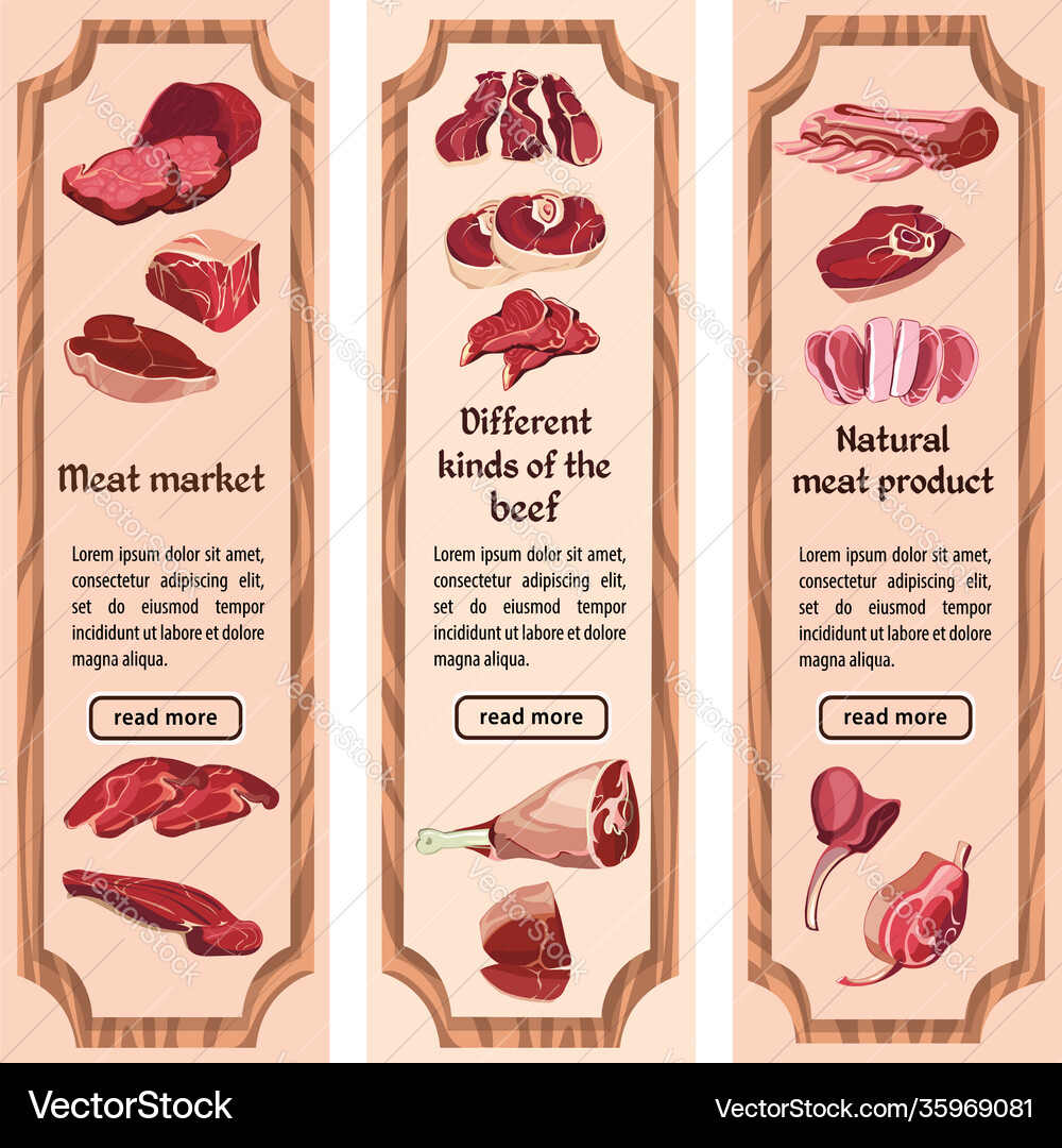 Sketch colorful meat vertical banners Royalty Free Vector