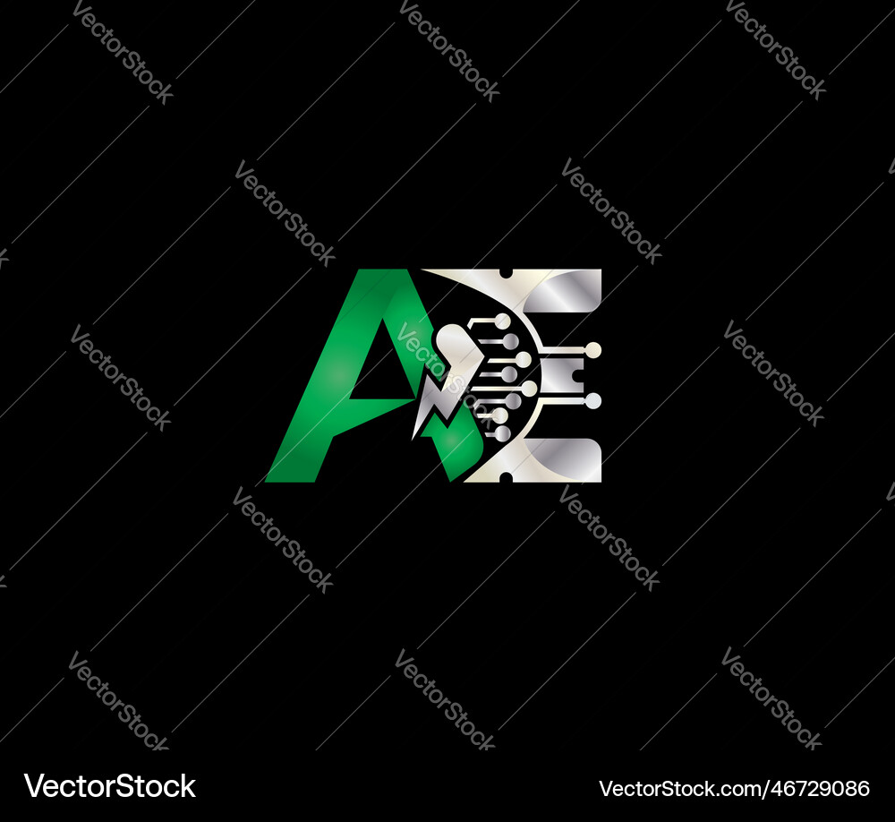 Ae letter logo design green or silver color Vector Image