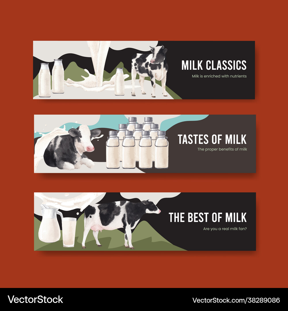 Banner template with world milk day Royalty Free Vector